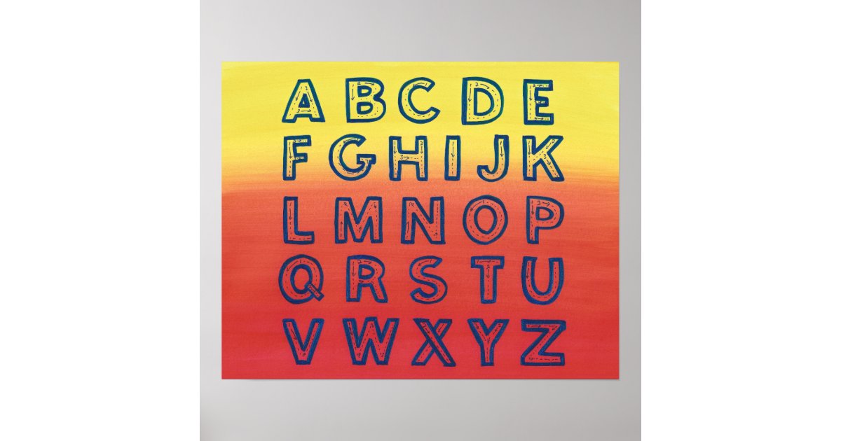 Alphabet Chart Upper Case Letters Sunset Ombre Poster | Zazzle.at