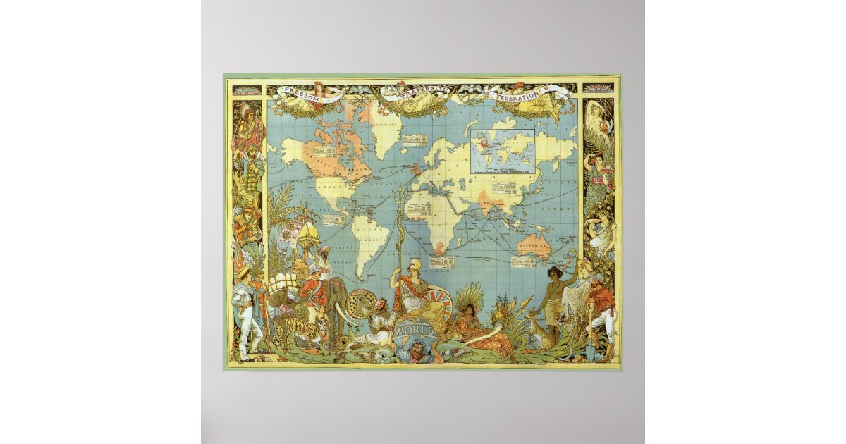 Antique World Map of the British Empire, 1886 Poster | Zazzle.at