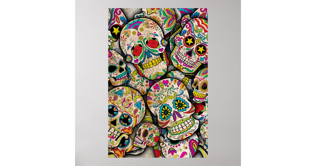 Bester Verkauf von Zucker-Schädelmuster Poster | Zazzle.at
