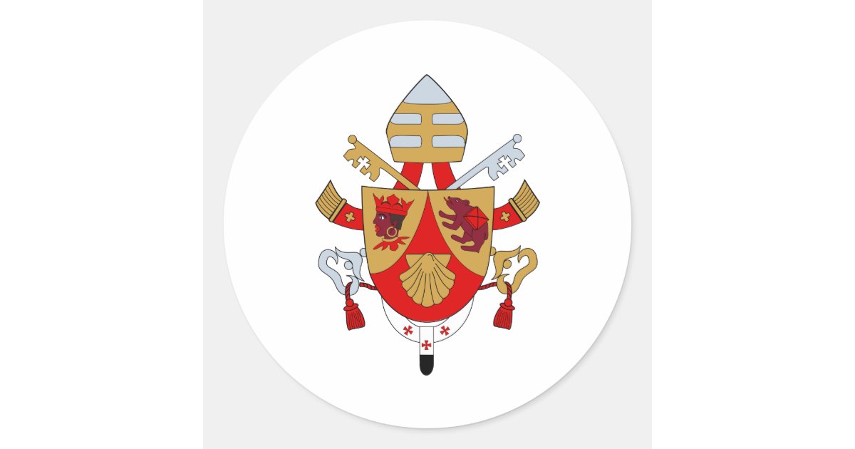 BXVI Pope Coat Emblem Heraldry Offizielles Symbol Runder Aufkleber ...