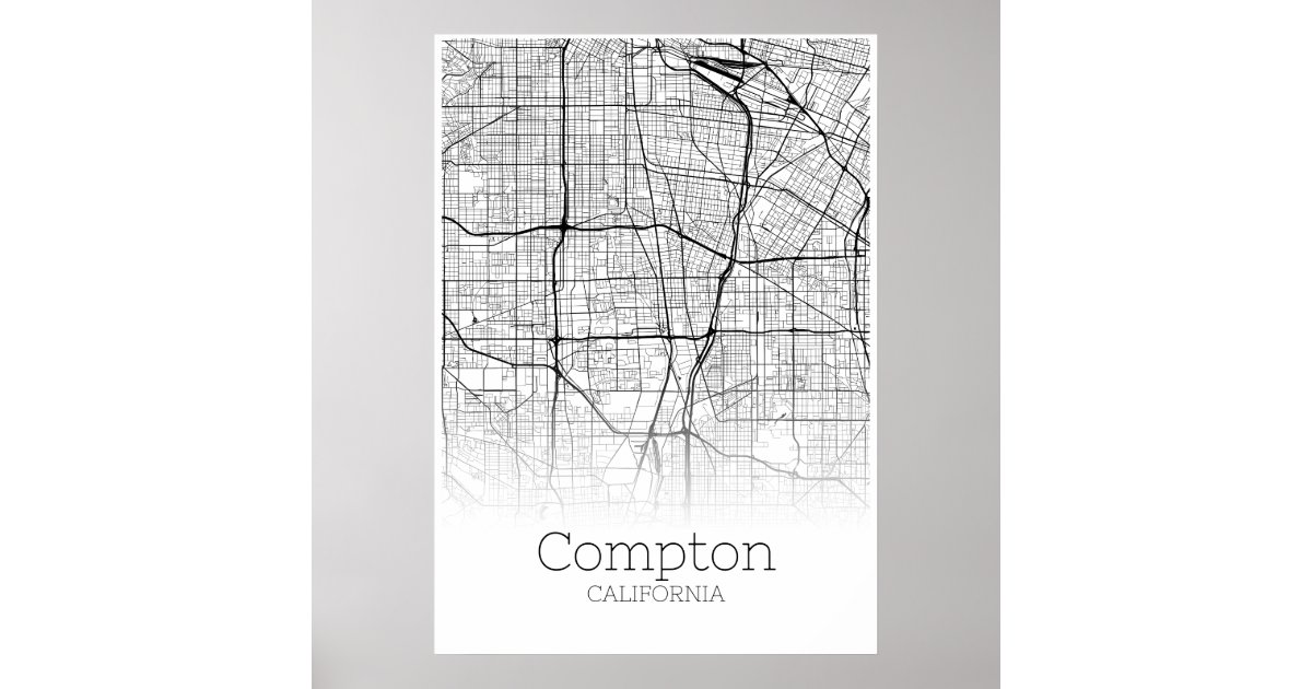 Compton Map - Kalifornien - City Map Poster | Zazzle.at