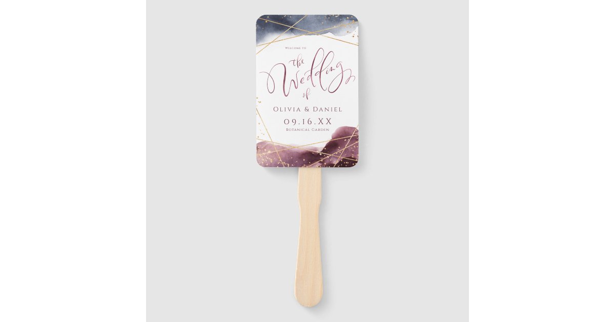 Dusk Watercolor Geometric Modern Wedding Program Fächer | Zazzle.at