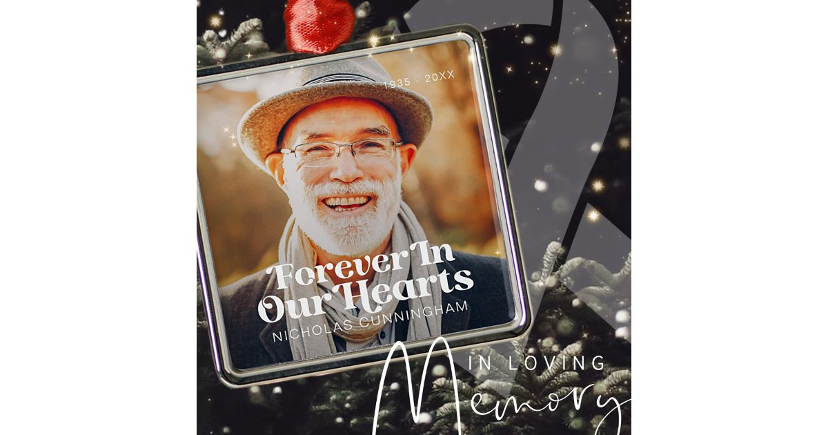 Für immer in unserem Herzen Elegantes Foto-Gedenkm Ornament Aus Metall ...