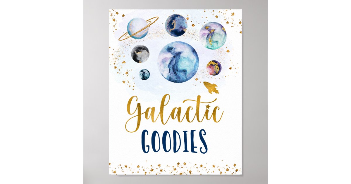 Galactic Goodies Galaxy Blue Gold Space Geburtstag Poster | Zazzle.at
