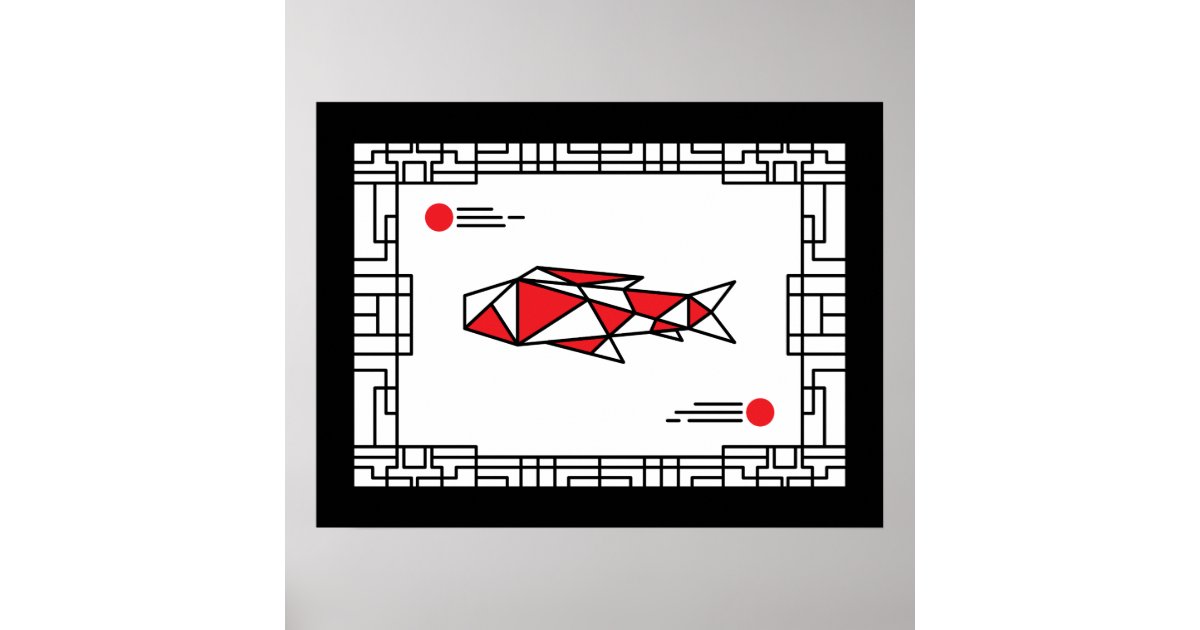 Geometric Japanese Koi Fish Poster | Zazzle.at