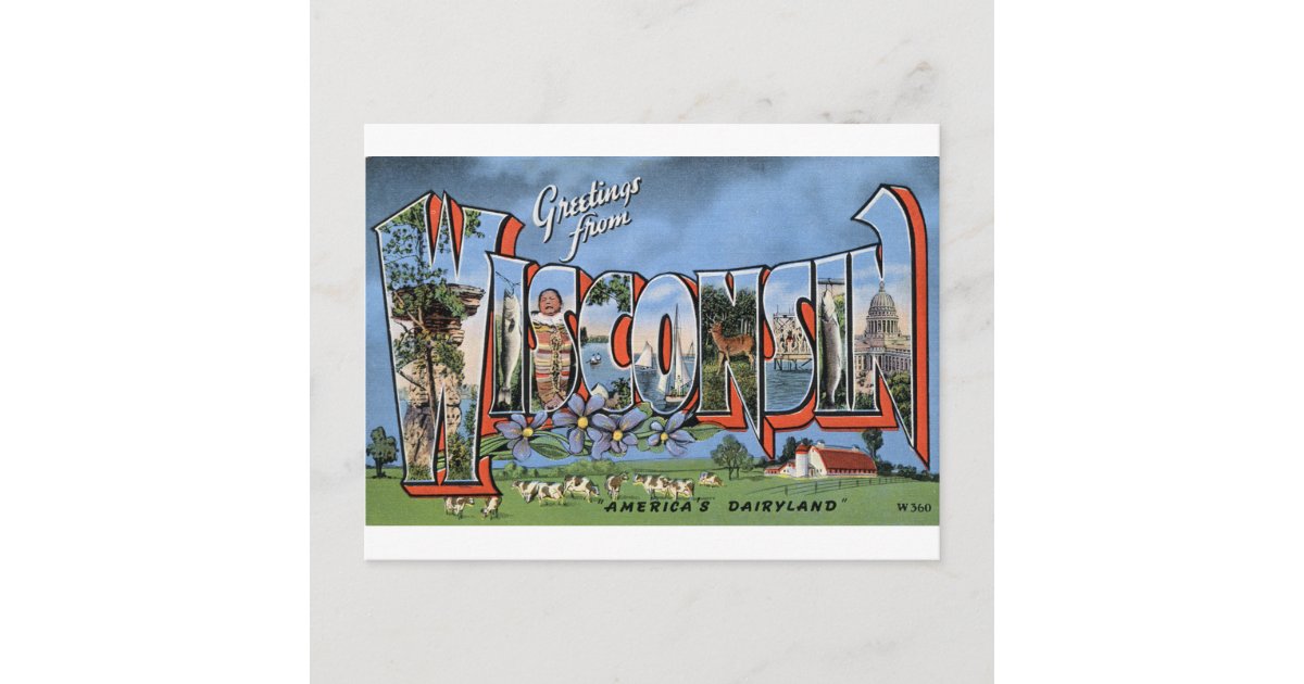 Greetings From Wisconsin Postkarte | Zazzle.at