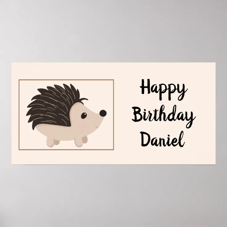 Individuelle Name & Birthday Igel Cartoon Tier Poster | Zazzle.at