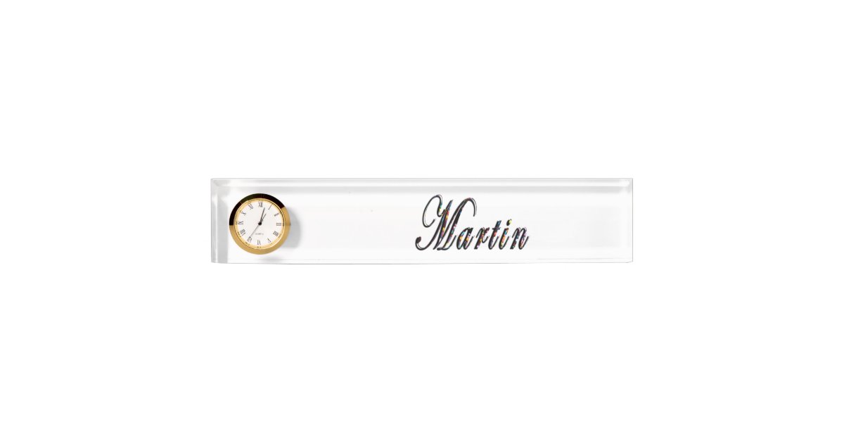 Martin, Name, Logo, Schreibtischname Plate mit Uhr Namensplakette ...