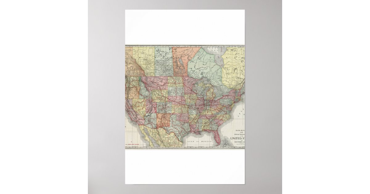Old road map of the united states of america. poster | Zazzle.at