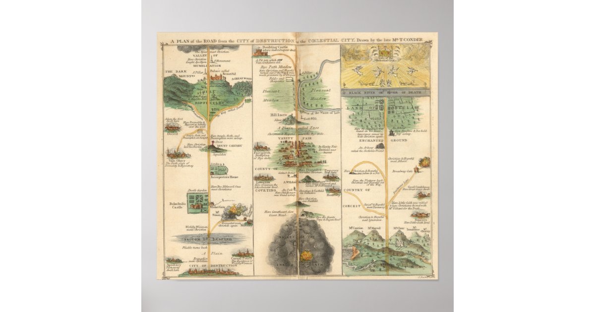 Pilgrim's Progress Map Poster | Zazzle.at