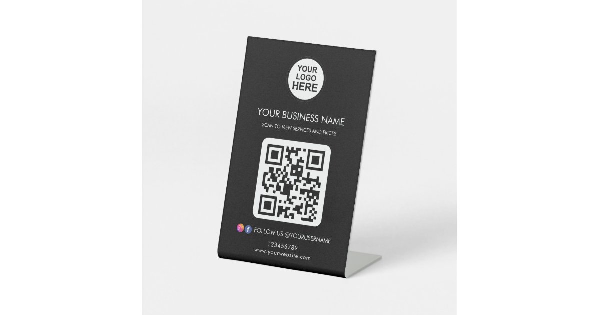 QR-Code-Logo Social Media Pedestzeichen Sockelschild | Zazzle.at