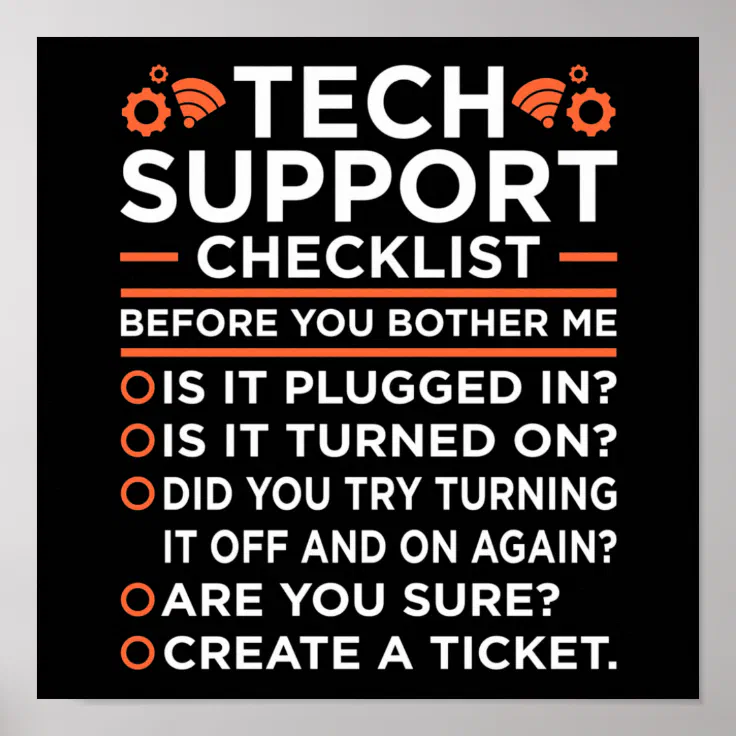 Technical Support Checklist Computer IT Programmer Poster | Zazzle.at