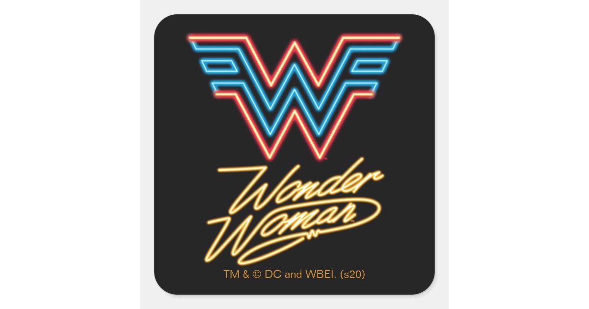 WW84 | Wonder Woman Neon Light Logo Quadratischer Aufkleber | Zazzle.at