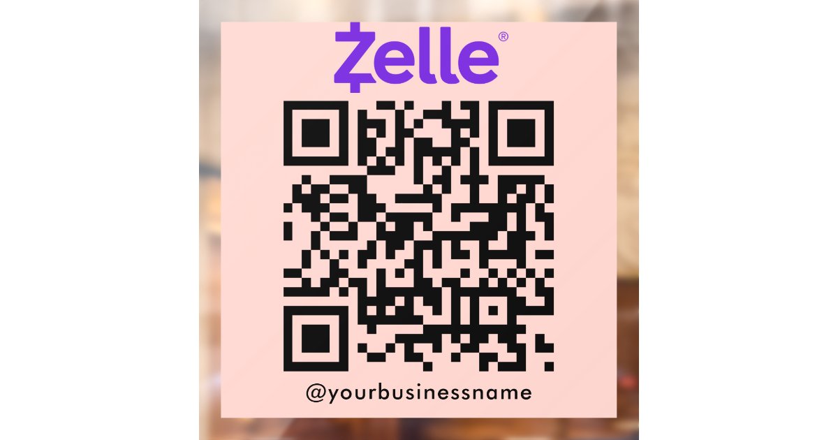 Zelle QR Code Payment Scan zu zahlen Blush Pink Fensteraufkleber ...